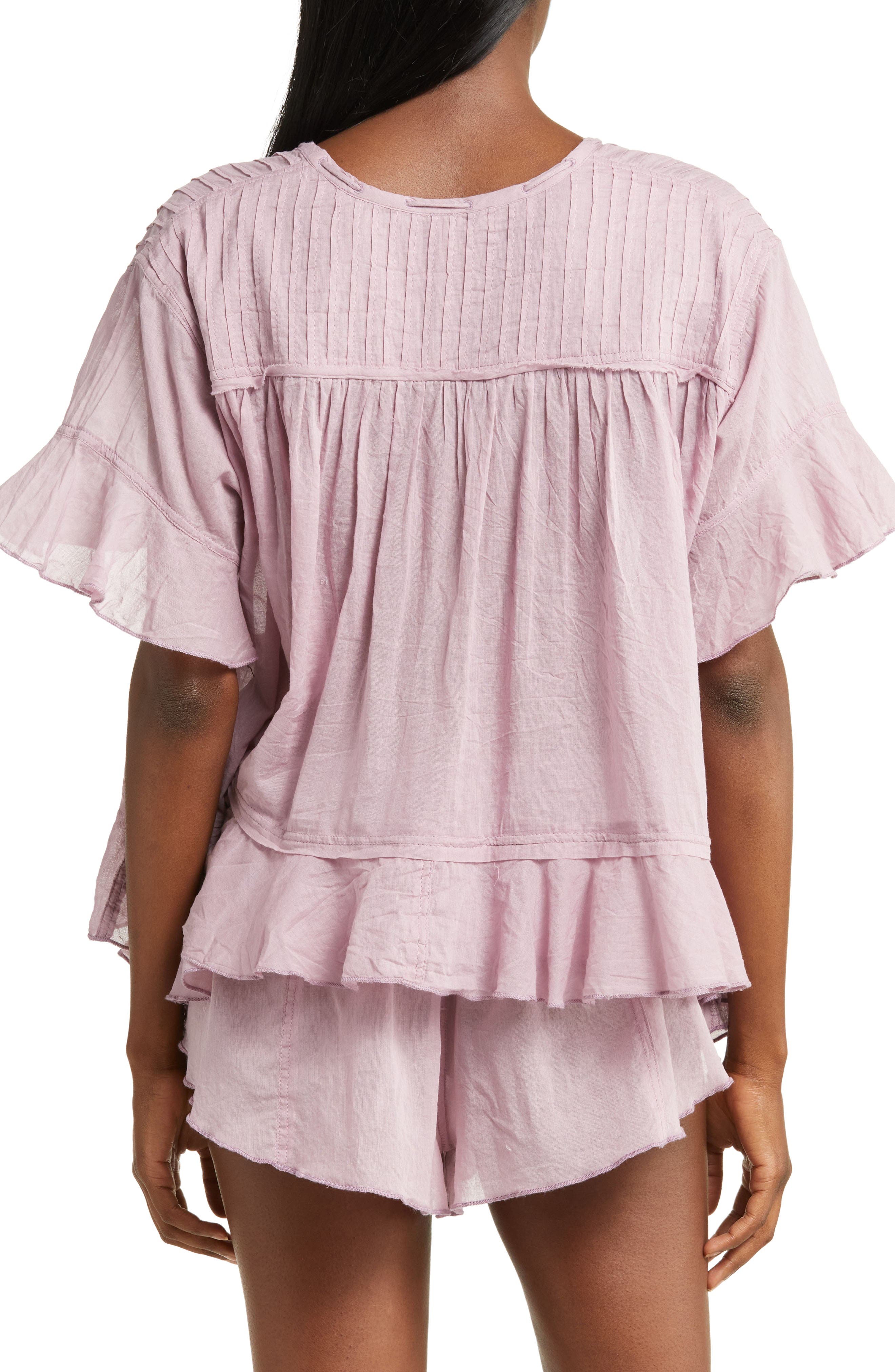 Free People Daydreamer Ruffle Semisheer Cotton Pajamas | Nordstrom