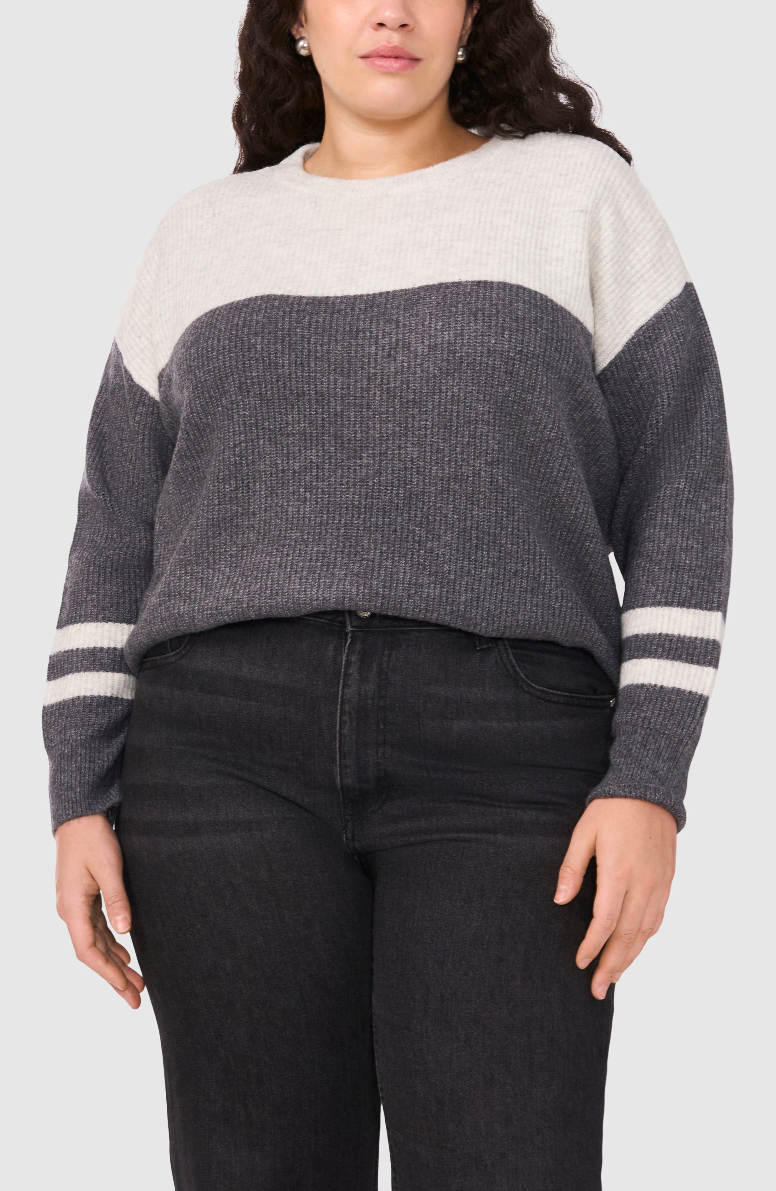 Halogen® Colorblock Crewneck Sweater (Women) | Nordstromrack