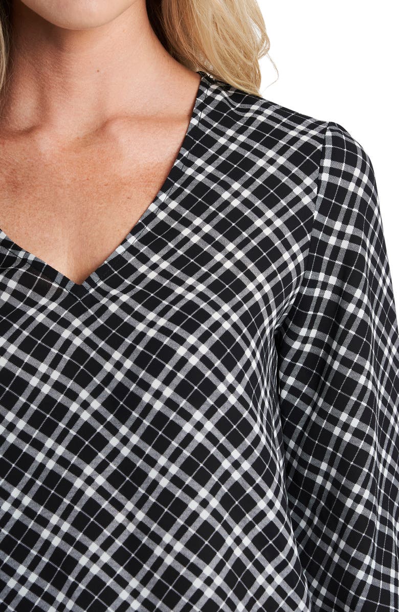 CeCe Elegant Plaid Tie Sleeve Blouse | Nordstromrack
