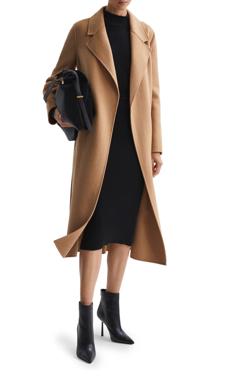 Reiss Emile Belted Wool Blend Long Coat | Nordstromrack