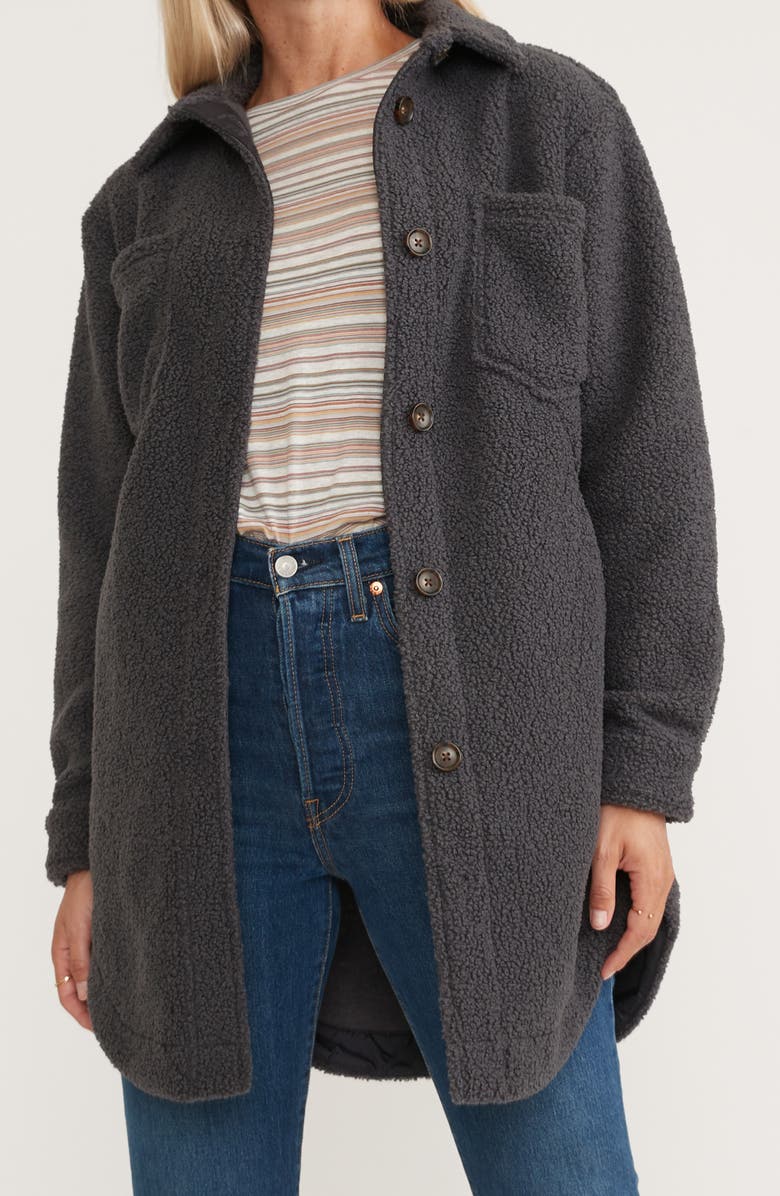 Marine Layer Bailey Longline High Pile Fleece Shirt Jacket | Nordstromrack