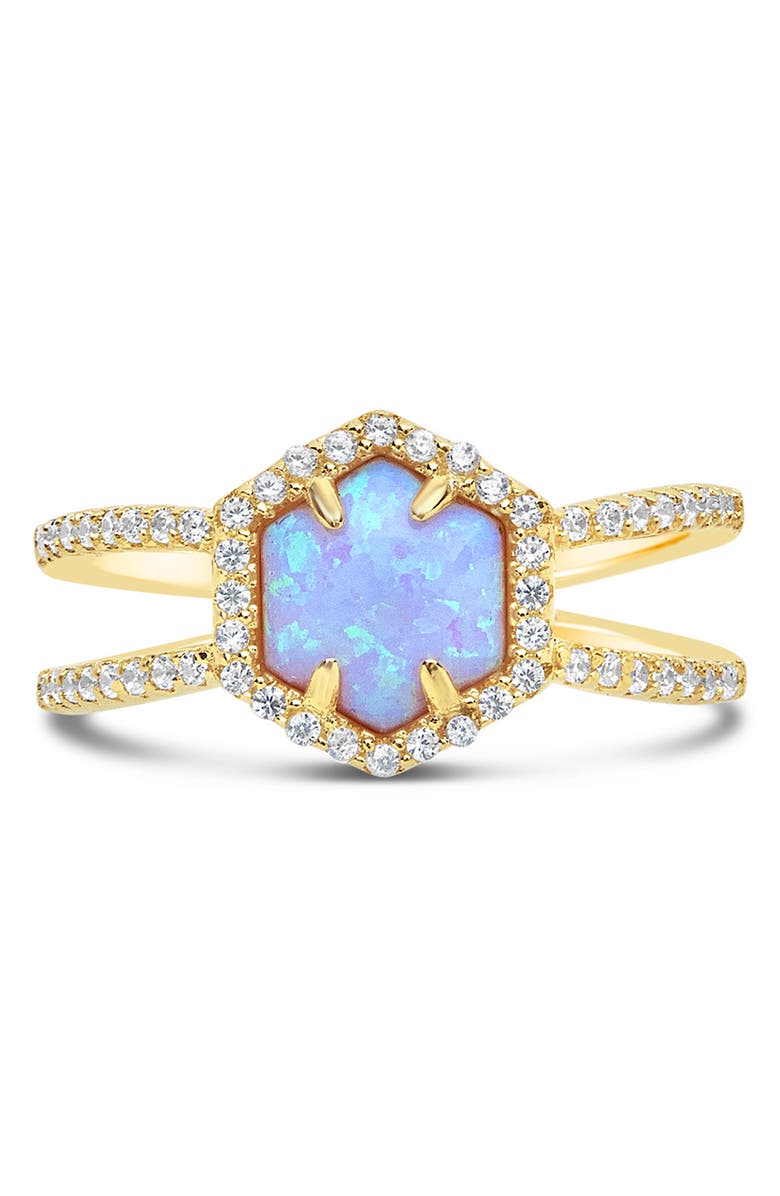 Sterling Forever 14K Gold Vermeil CZ & Created Blue Opal Gemstone ...