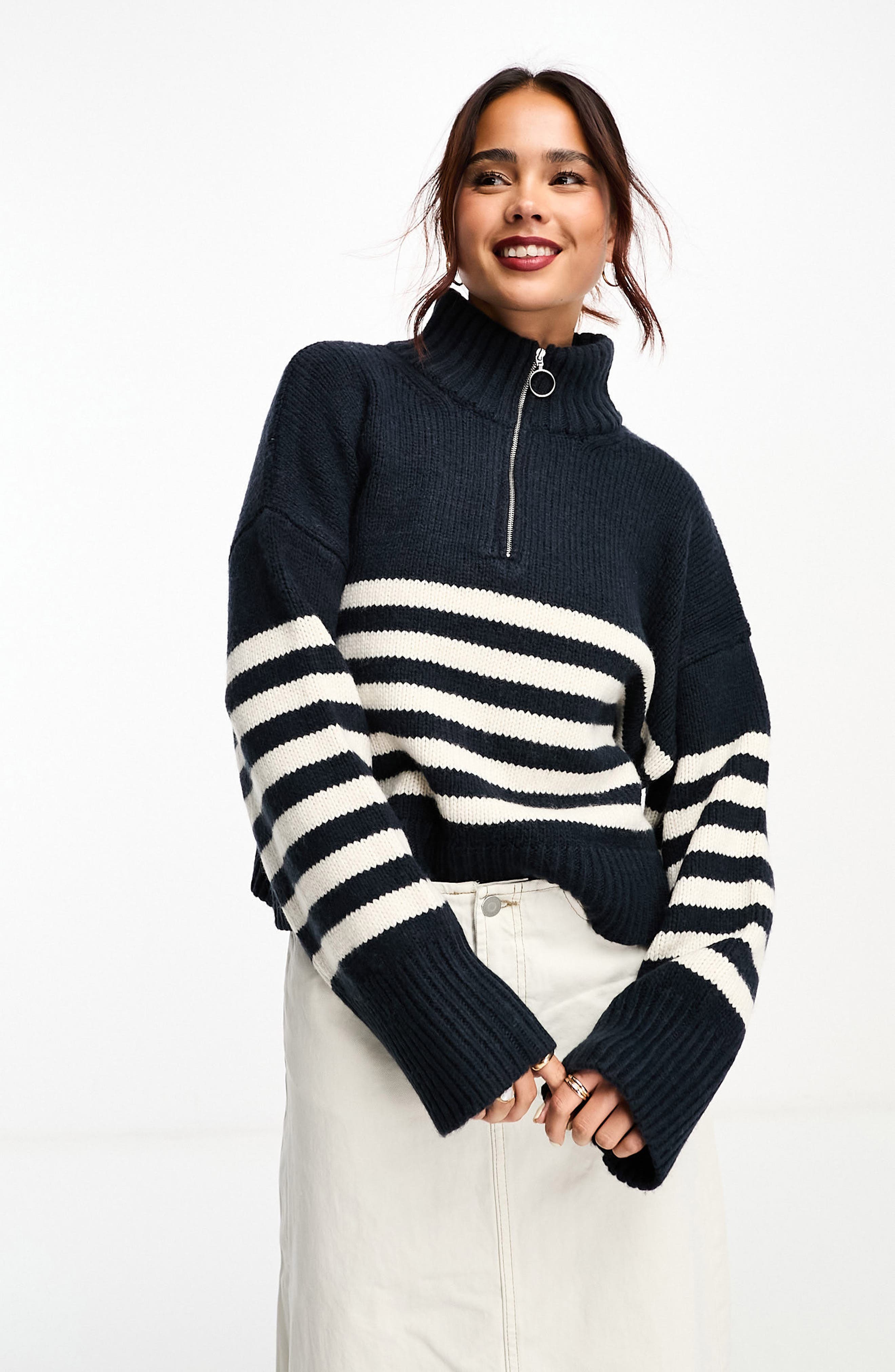 ASOS DESIGN Stripe Quarter Zip Sweater | Nordstromrack