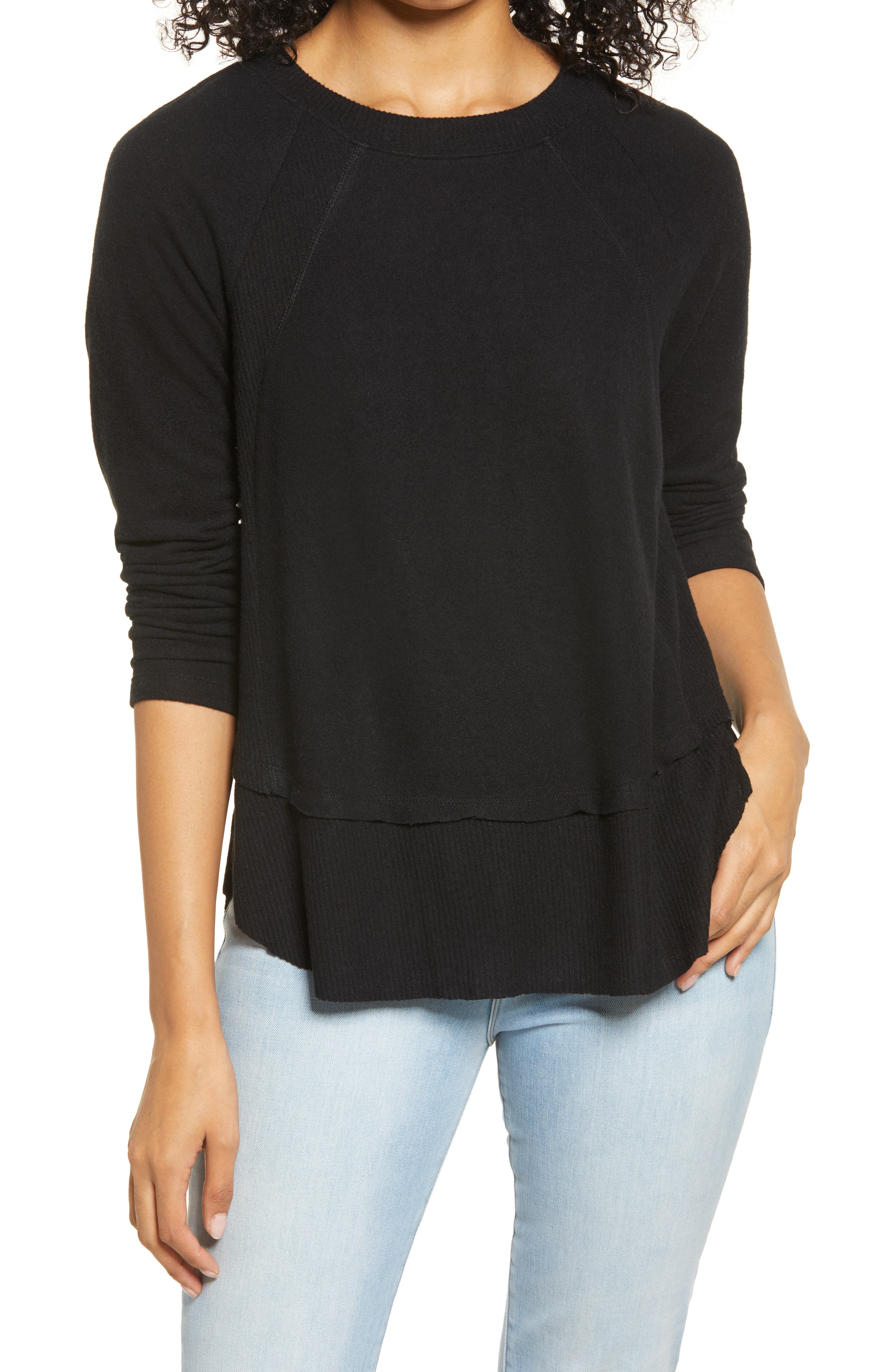 Everleigh Cozy Ribbed Inset Layered Tunic | Nordstrom