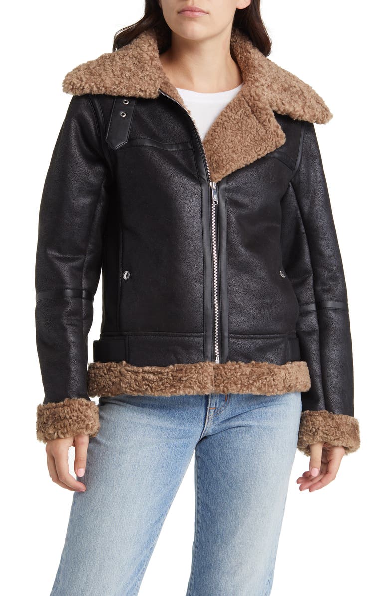 Sam Edelman Faux Shearling Aviator Jacket | Nordstromrack