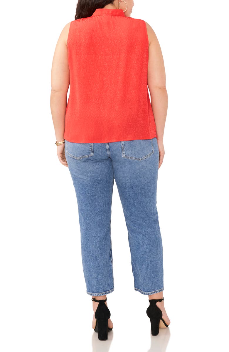 Vince Camuto Ruffle Neck Sleeveless Floral Jacquard Top | Nordstromrack