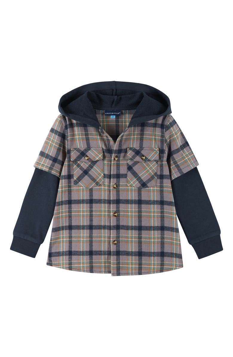 Andy & Evan Kids' Layered Look Plaid Hoodie | Nordstromrack