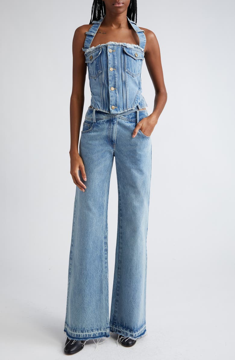 MONSE Deconstructed Halter Denim Bustier Top | Nordstromrack