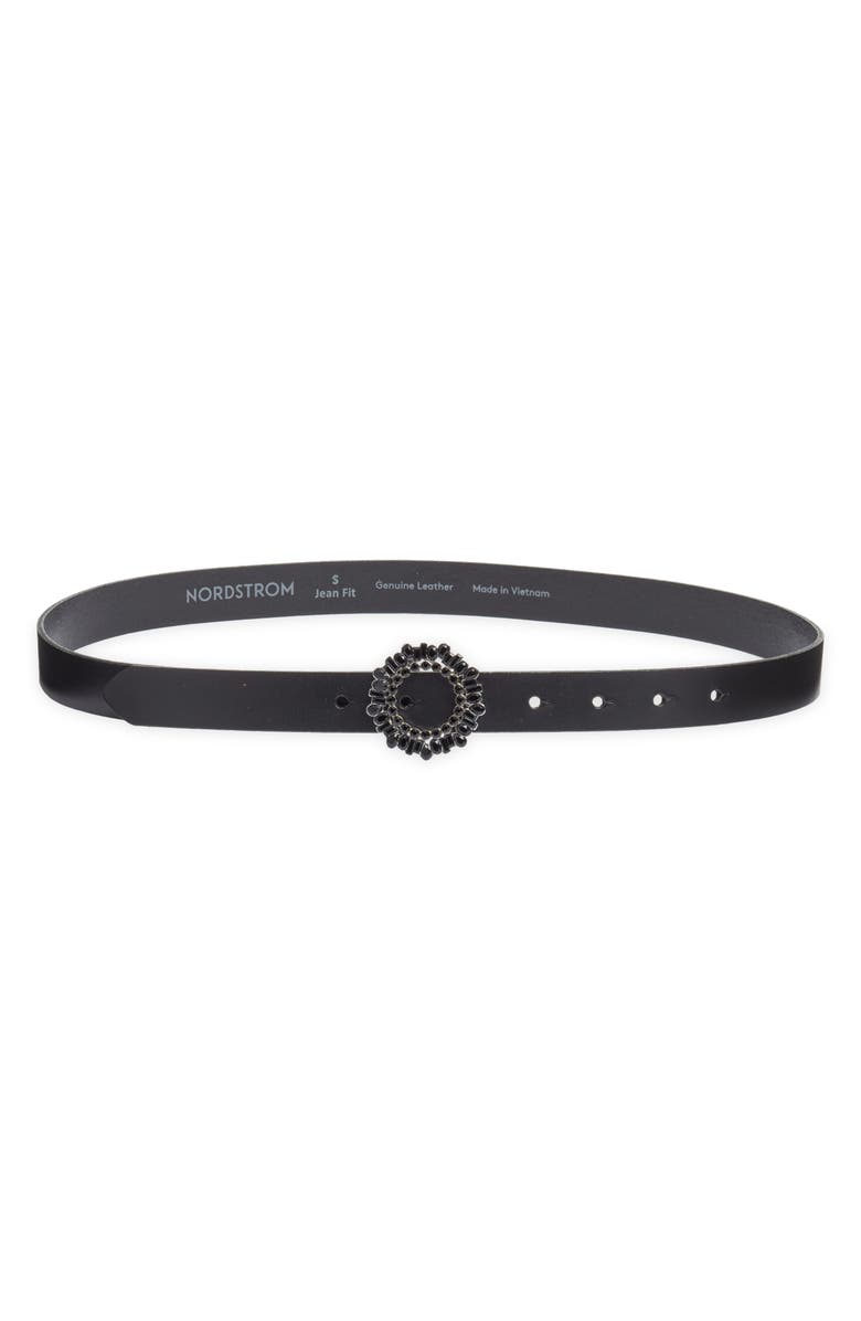 Nordstrom Luna Crystal Embellished Buckle Leather Belt | Nordstromrack