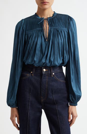 Ulla Johnson Freja Pleated Satin Top | Nordstromrack
