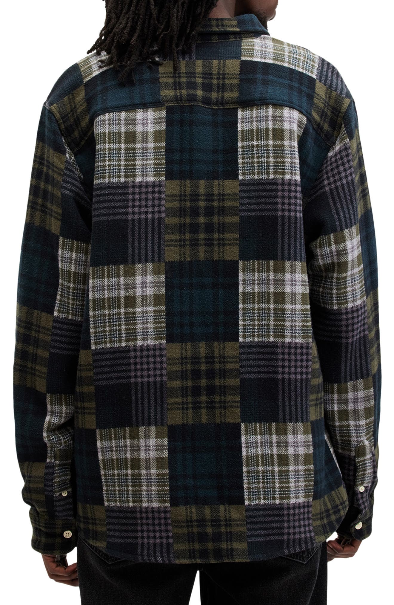 AllSaints Hopton Plaid Cotton Button-Up Shirt Jacket | Nordstromrack