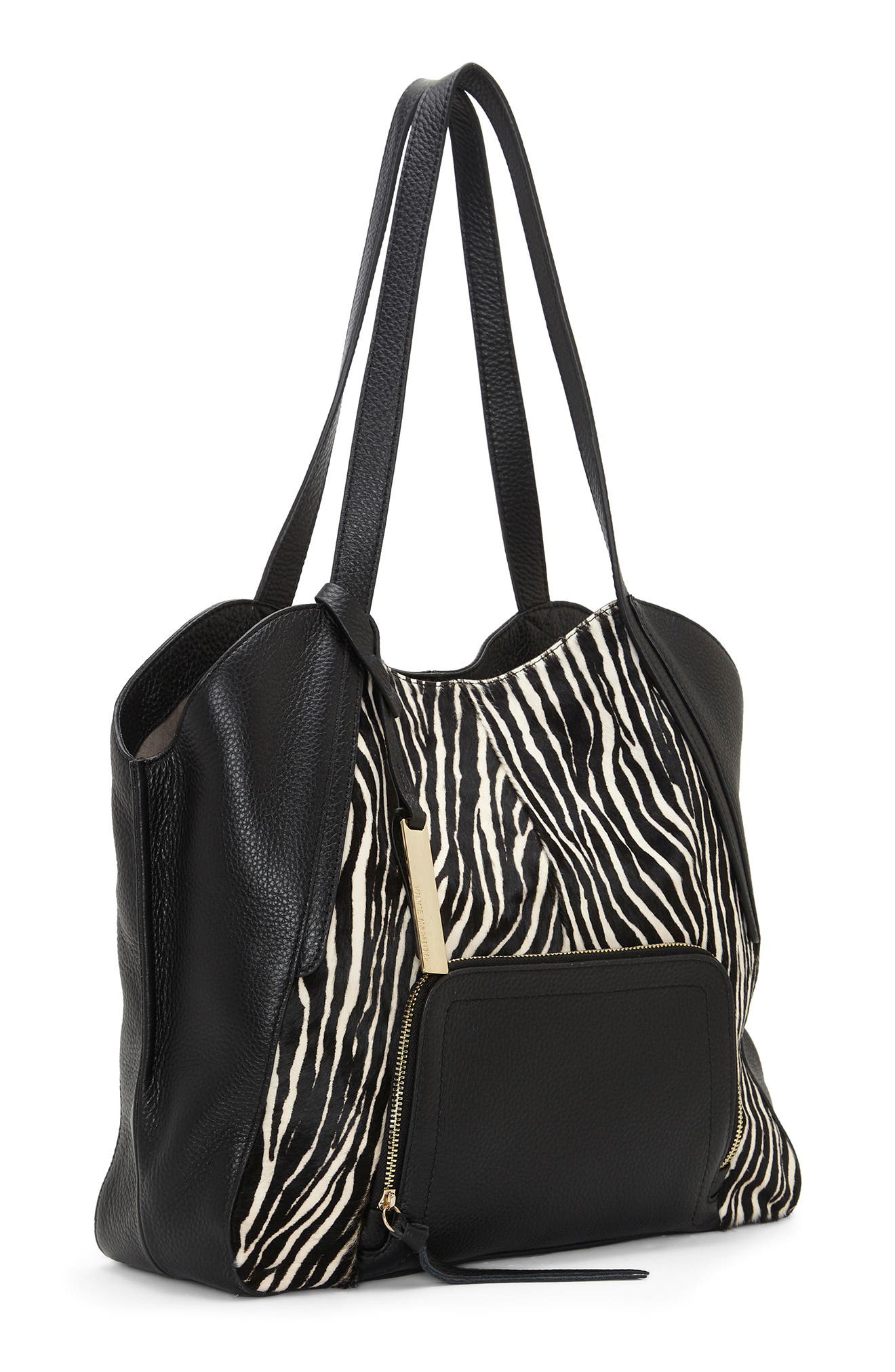 Vince Camuto Kelsey Zebra Print Genuine Calf Hair Leather Tote Bag ...