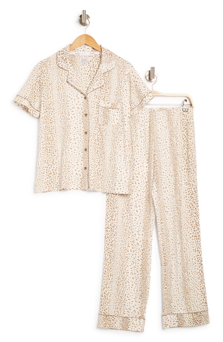 Nicole Miller Notch Collar Short Sleeve Leopard Top & Pants | Nordstromrack