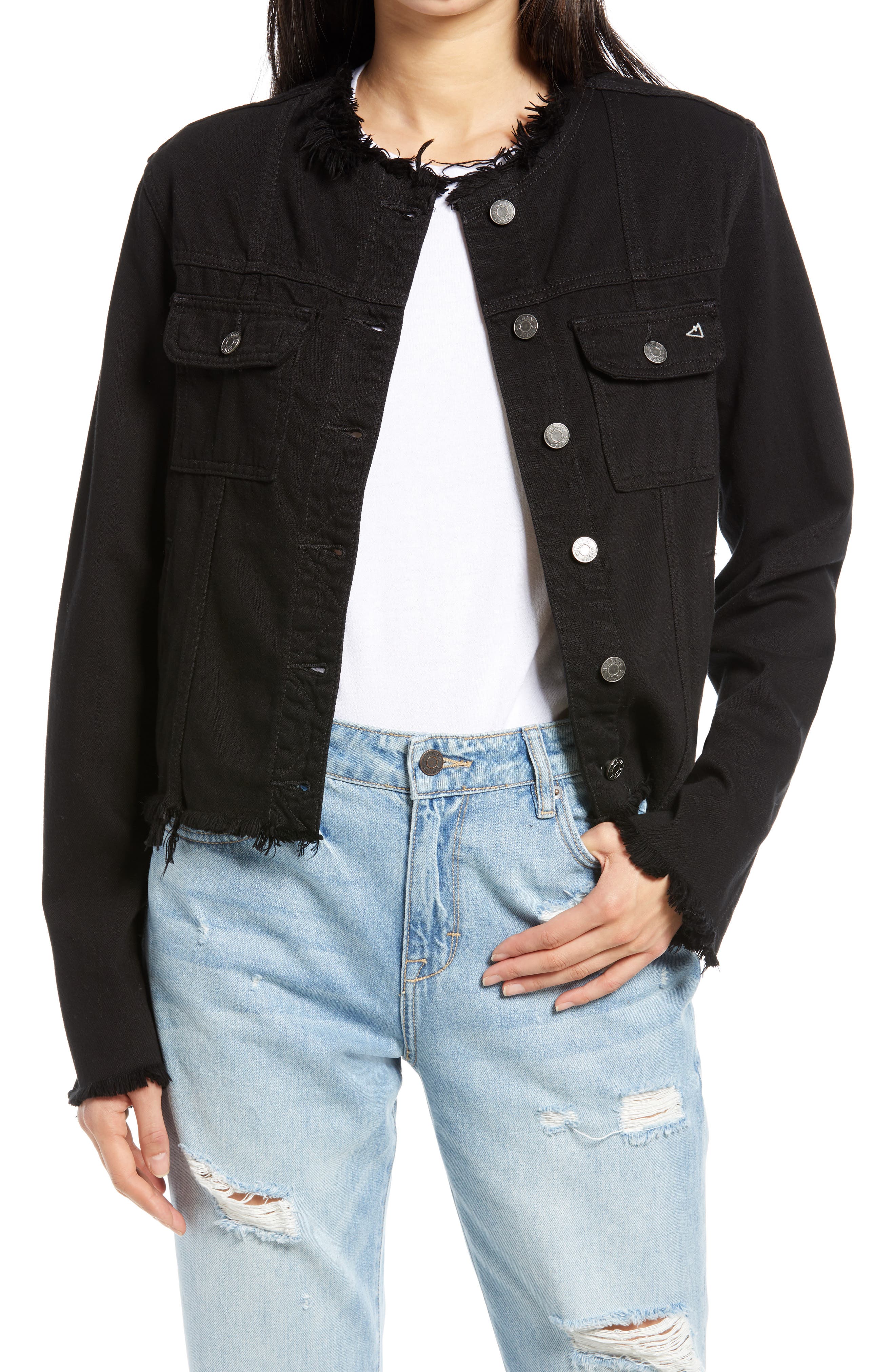 HIDDEN JEANS Fray Edges Denim Jacket | Nordstrom