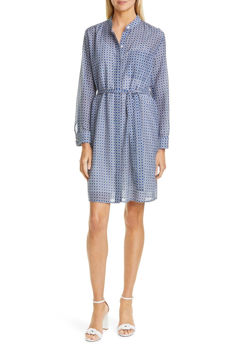 Equipment Ravena Print Long Sleeve Silk Blend Shirtdress | Nordstromrack