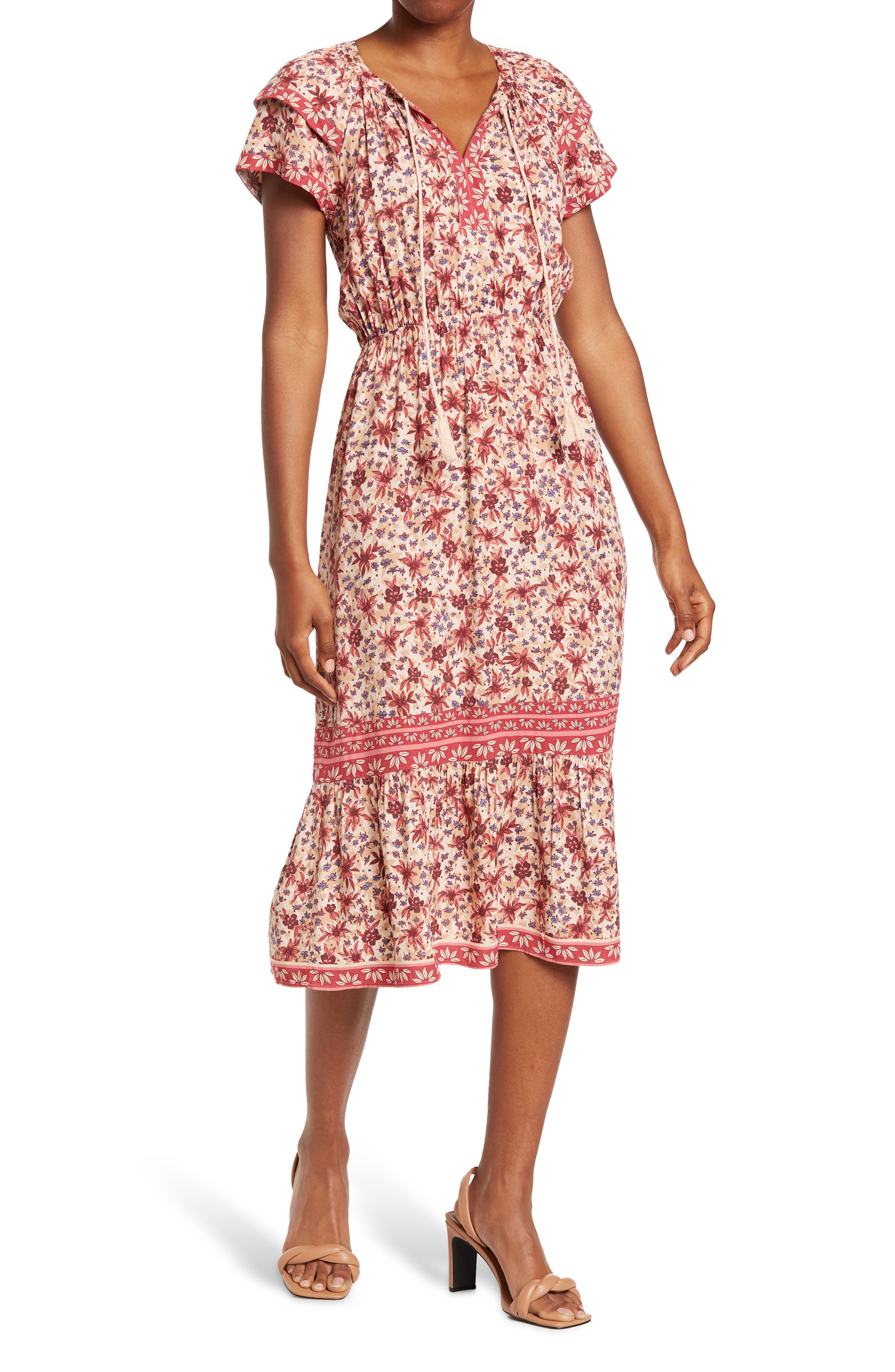 DR2 by Daniel Rainn Double Ruffle Border Print Dress | Nordstromrack