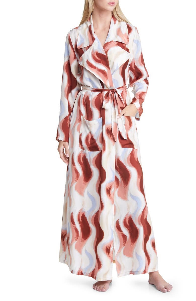 Open Edit Tie Waist Satin Robe | Nordstrom