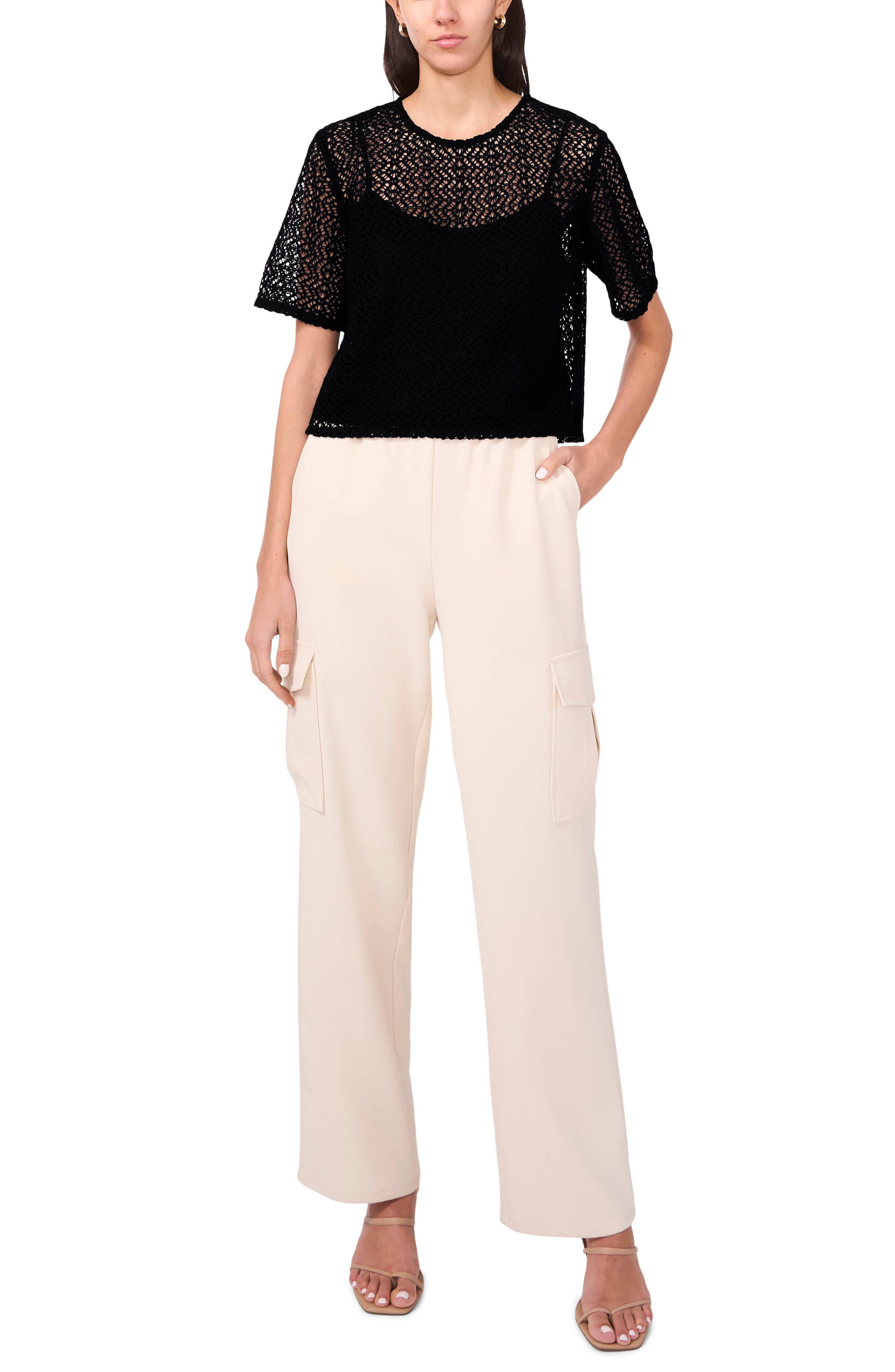 Halogen® Geometric Openwork T-Shirt | Nordstromrack
