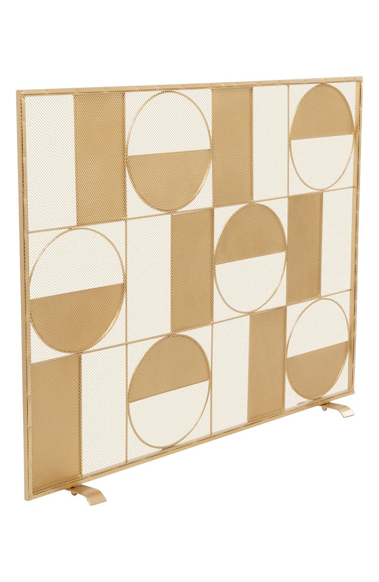 VIVIAN LUNE HOME Goldtone Metal Cutout Single Panel Geometric Fireplace ...