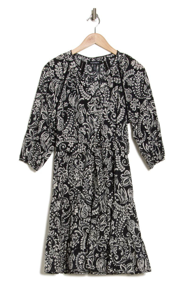 Ellen Tracy Floral Paisley Balloon Sleeve Fit & Flare Dress | Nordstromrack