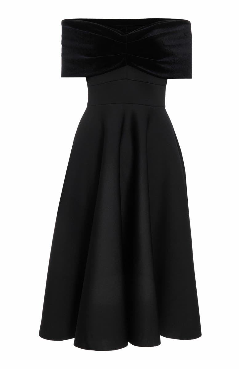 QUIZ Velvet and Scuba foam Bardot Skater Dress | Nordstrom