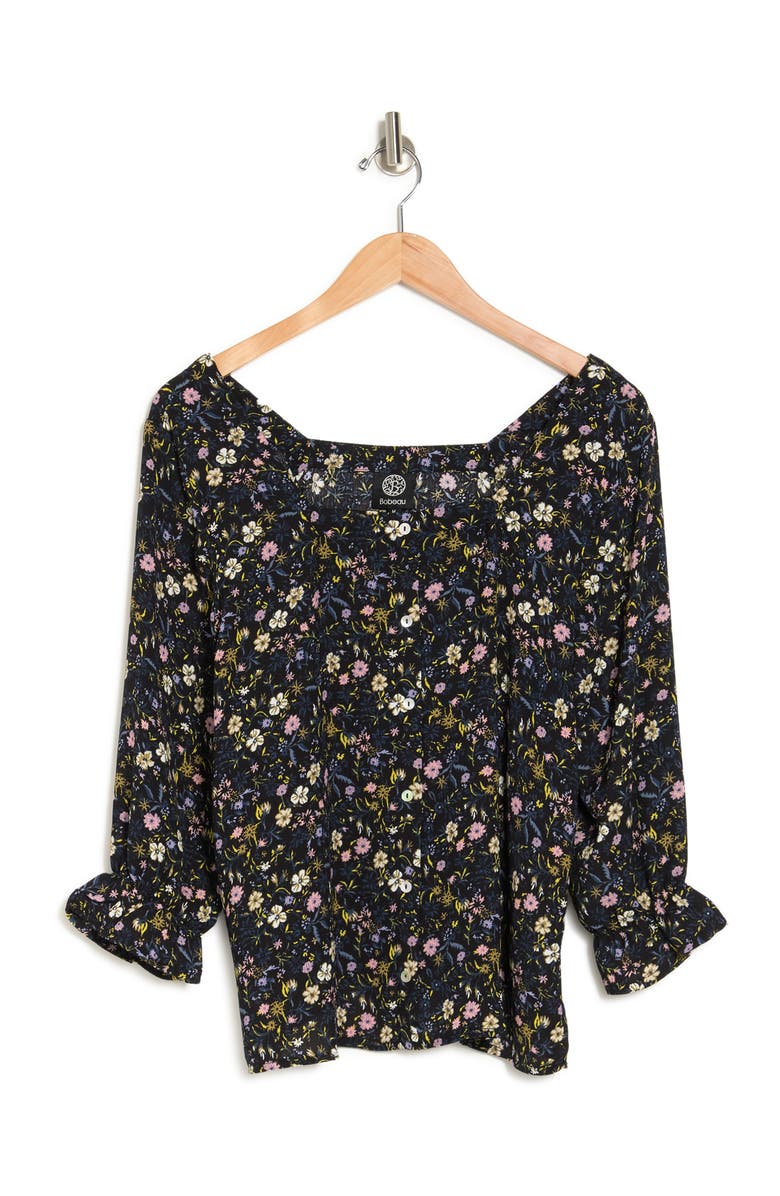 Bobeau Square Neck Button Front Top | Nordstromrack