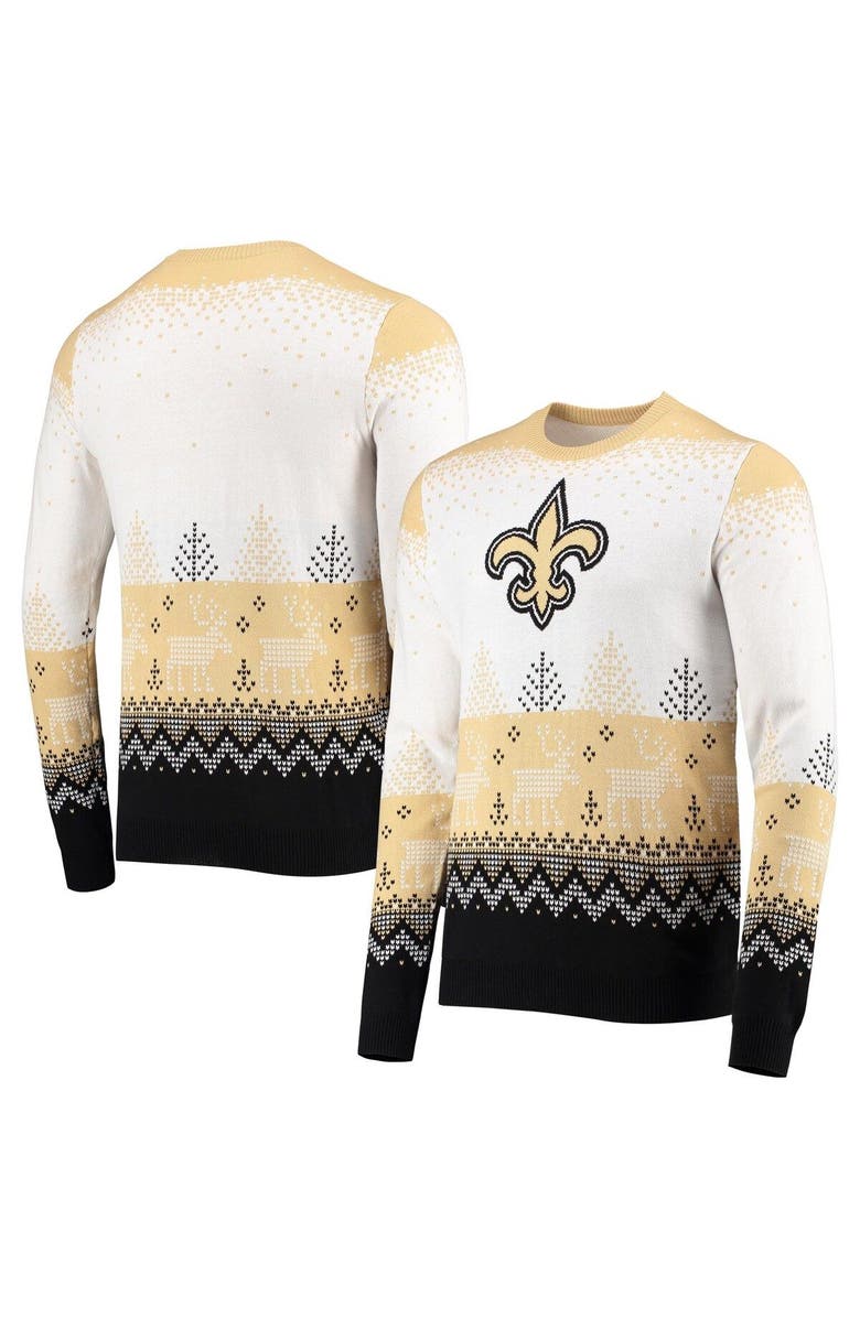 FOCO Men's FOCO White New Orleans Saints Big Logo Knit Ugly Pullover ...