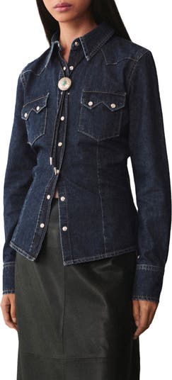 MANGO Western Denim Snap-Up Shirt | Nordstromrack
