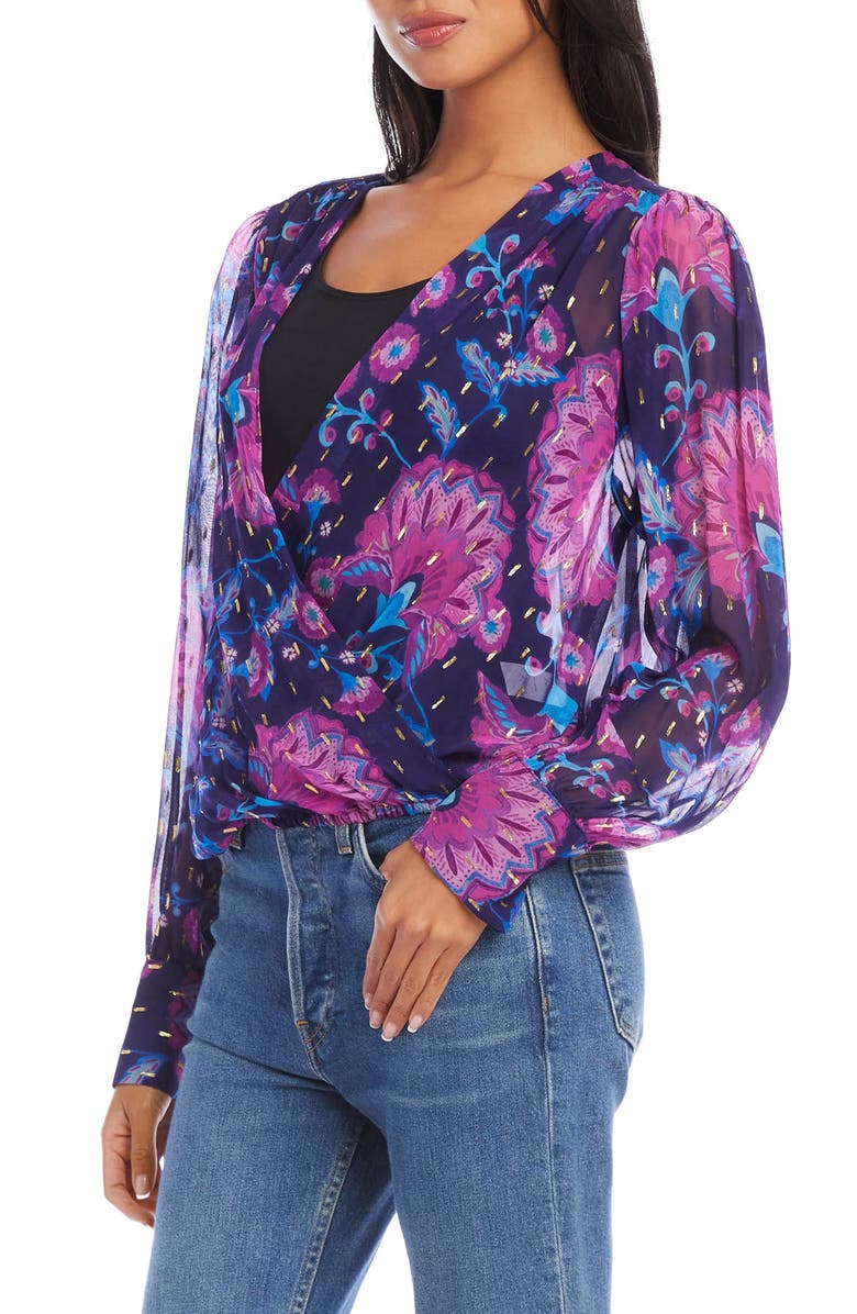 FIFTEEN TWENTY Metallic Drape Front Top | Nordstromrack