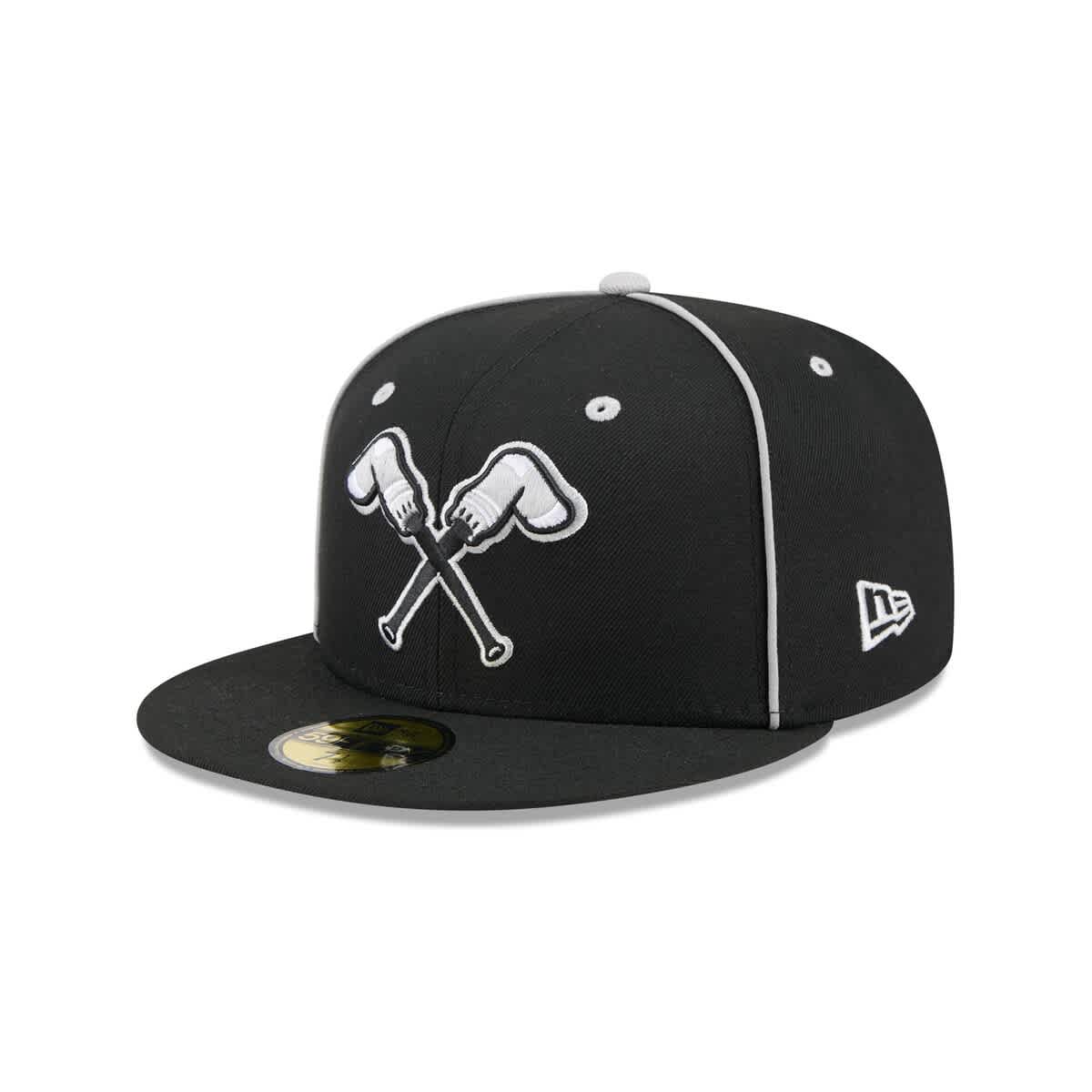 Men's New Era Black Montgomery Biscuits Theme Nights 59FIFTY Fitted Hat ...