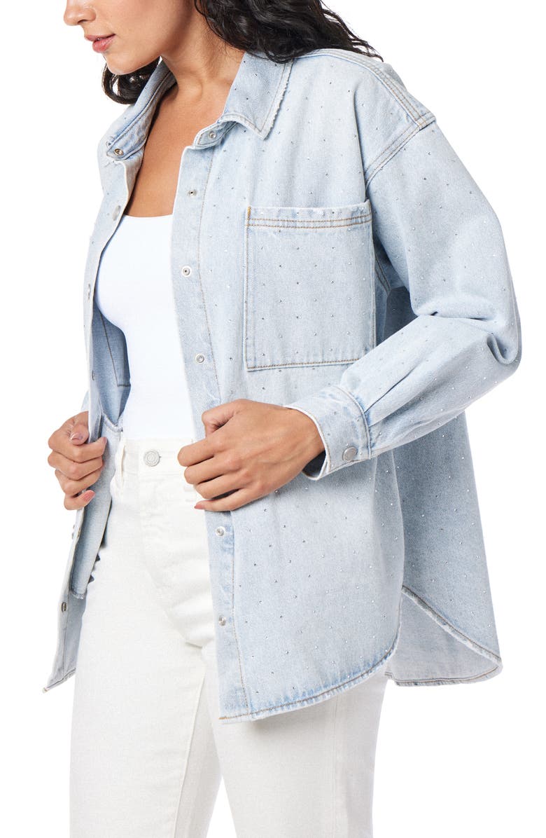 Habitual Rhinestone Embellished Denim Shirt Jacket | Nordstromrack