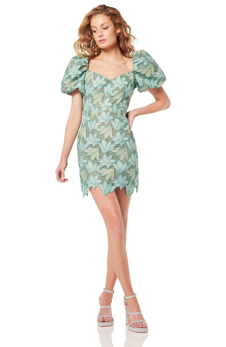 Elliatt Glamour Floral Embroidery Puff Sleeve Minidress | Nordstromrack