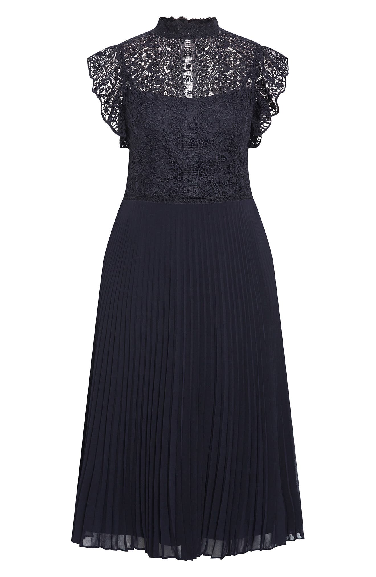 City Chic Livia Lace Yoke Sleeveless Fit & Flare Dress | Nordstromrack