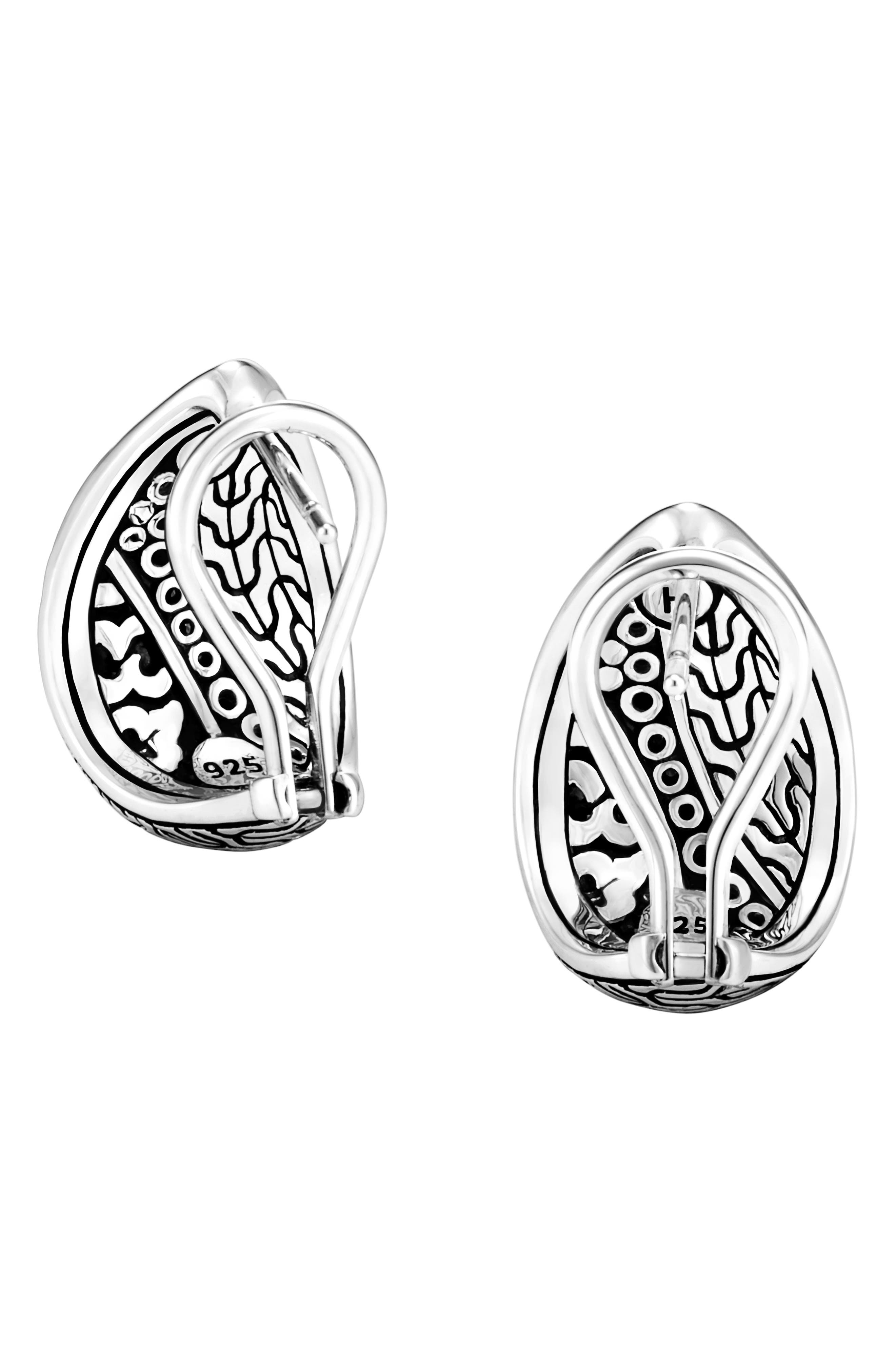 John Hardy Classic Chain Silver Diamond Pavé Buddha Belly Earrings ...