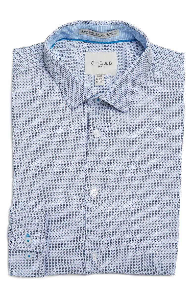 C-LAB NYC Geometric 4-Way Stretch Long Sleeve Dress Shirt | Nordstromrack