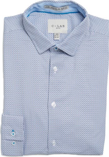 C-LAB NYC Geometric 4-Way Stretch Long Sleeve Dress Shirt | Nordstromrack