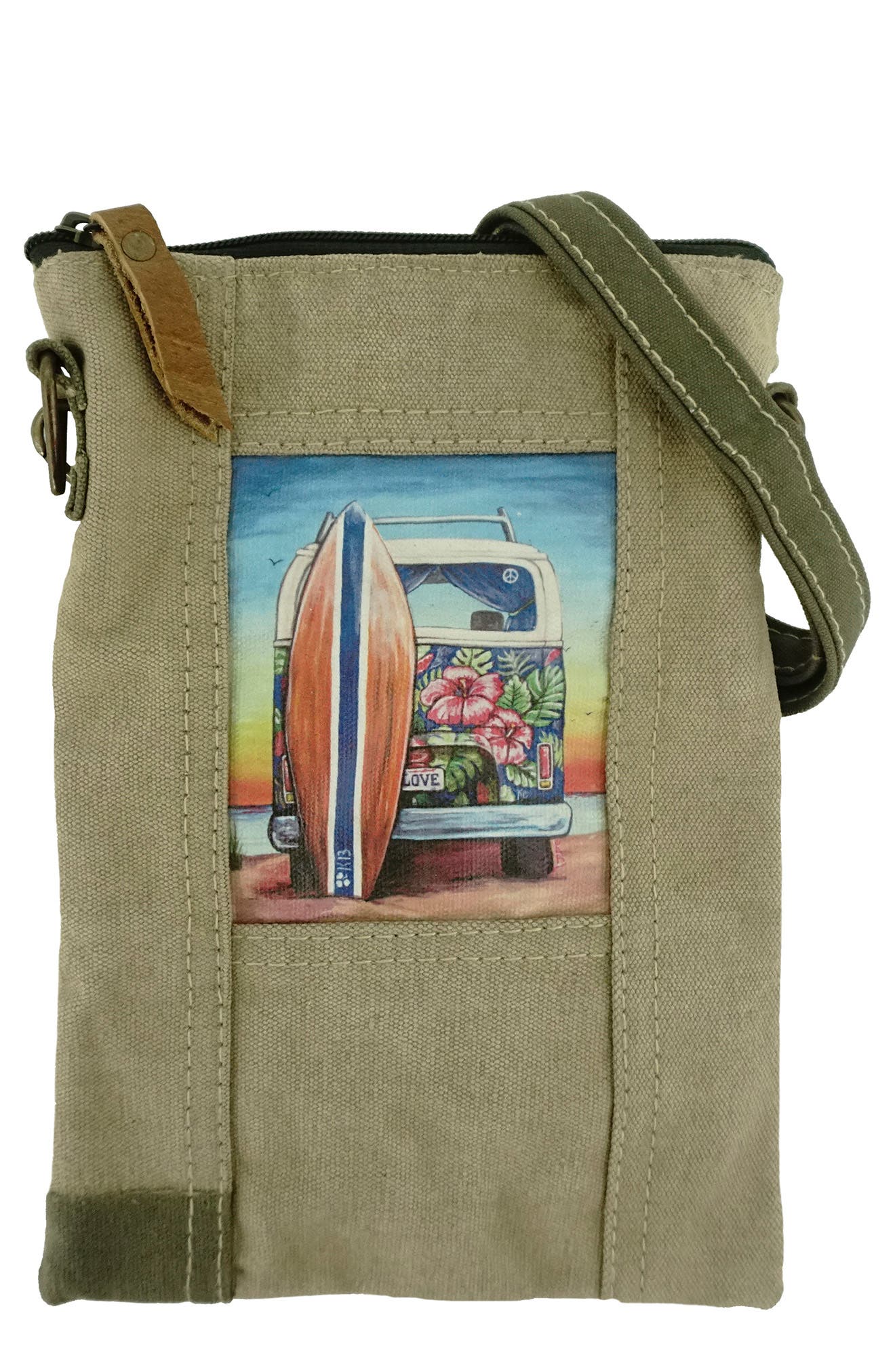 VINTAGE ADDICTION Leather Trimmed Military Tent Crossbody Bag Vintage ...