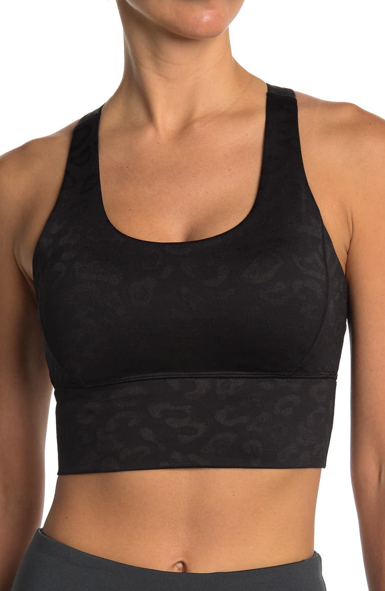 90 DEGREE BY REFLEX Jacquard Leopard Racerback Sports Bra | Nordstromrack
