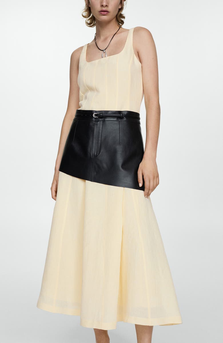 MANGO Seamed Open Back Linen Blend Dress | Nordstrom