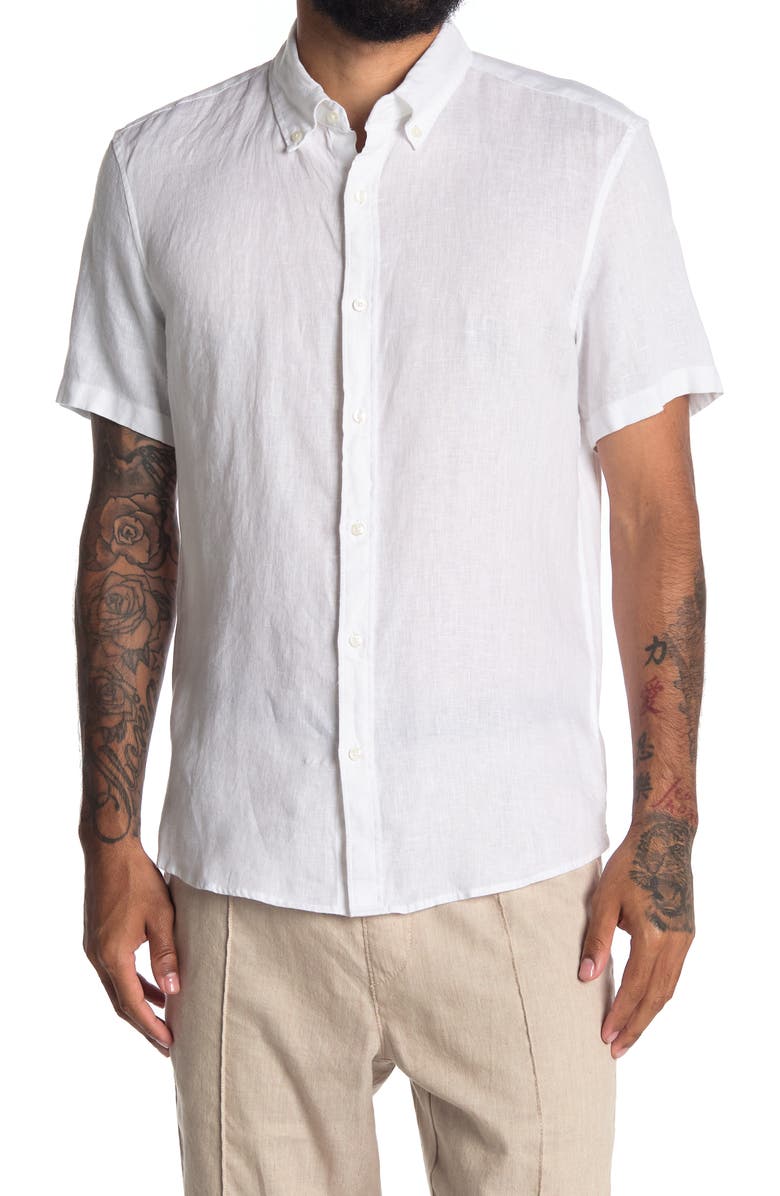 Michael Kors Short Sleeve Slim Fit Linen Shirt | Nordstromrack
