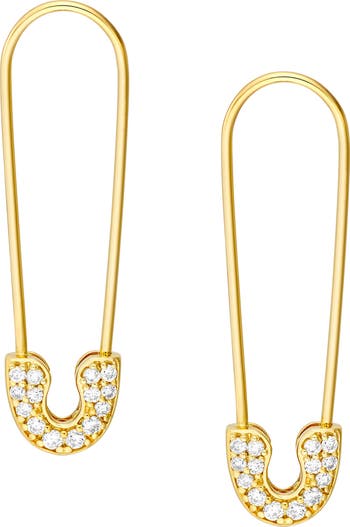 HAWLEY ST Diamond Safety Pin Threader Earrings | Nordstromrack