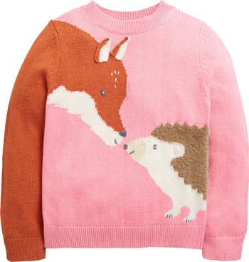 Mini Boden Kids' Animal Crewneck Cotton & Wool Blend Sweater | Nordstrom