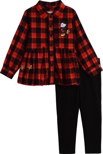 Pippa & Julie x Disney® Mickey Mouse Plaid Shirt & Leggings Set | Nordstrom