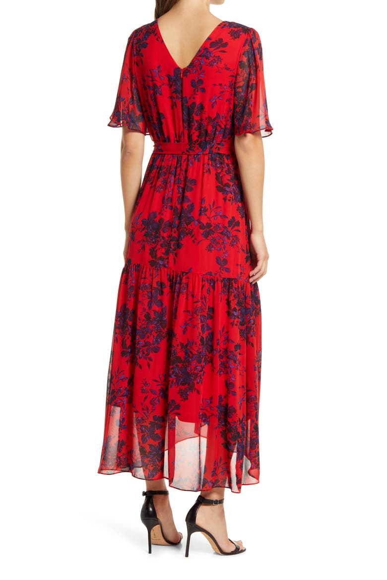 Floral Faux Wrap Flutter Sleeve Dress (Women) | Nordstromrack