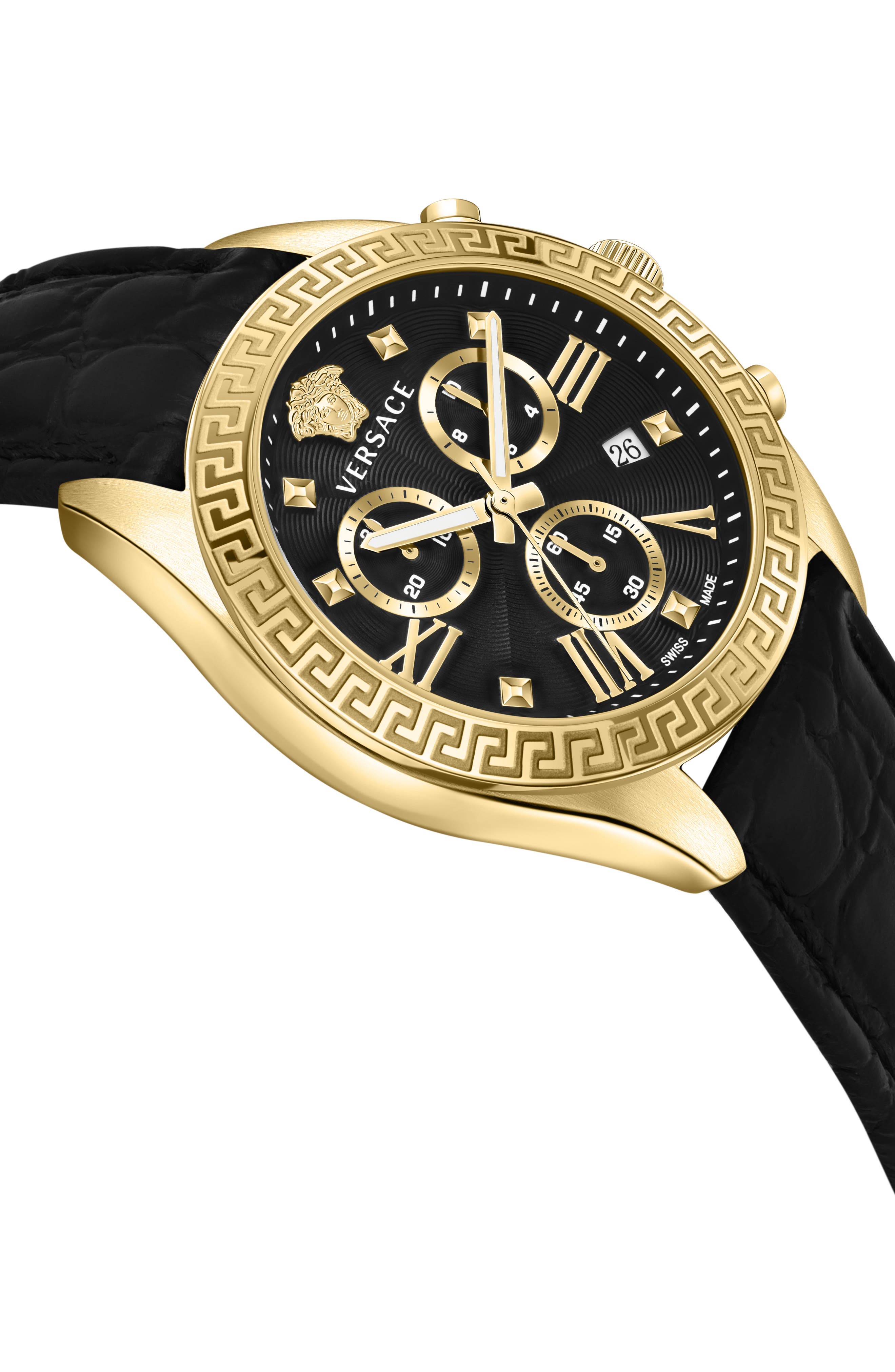 Versace Greca Chronograph Leather Strap Watch, 40mm | Nordstromrack