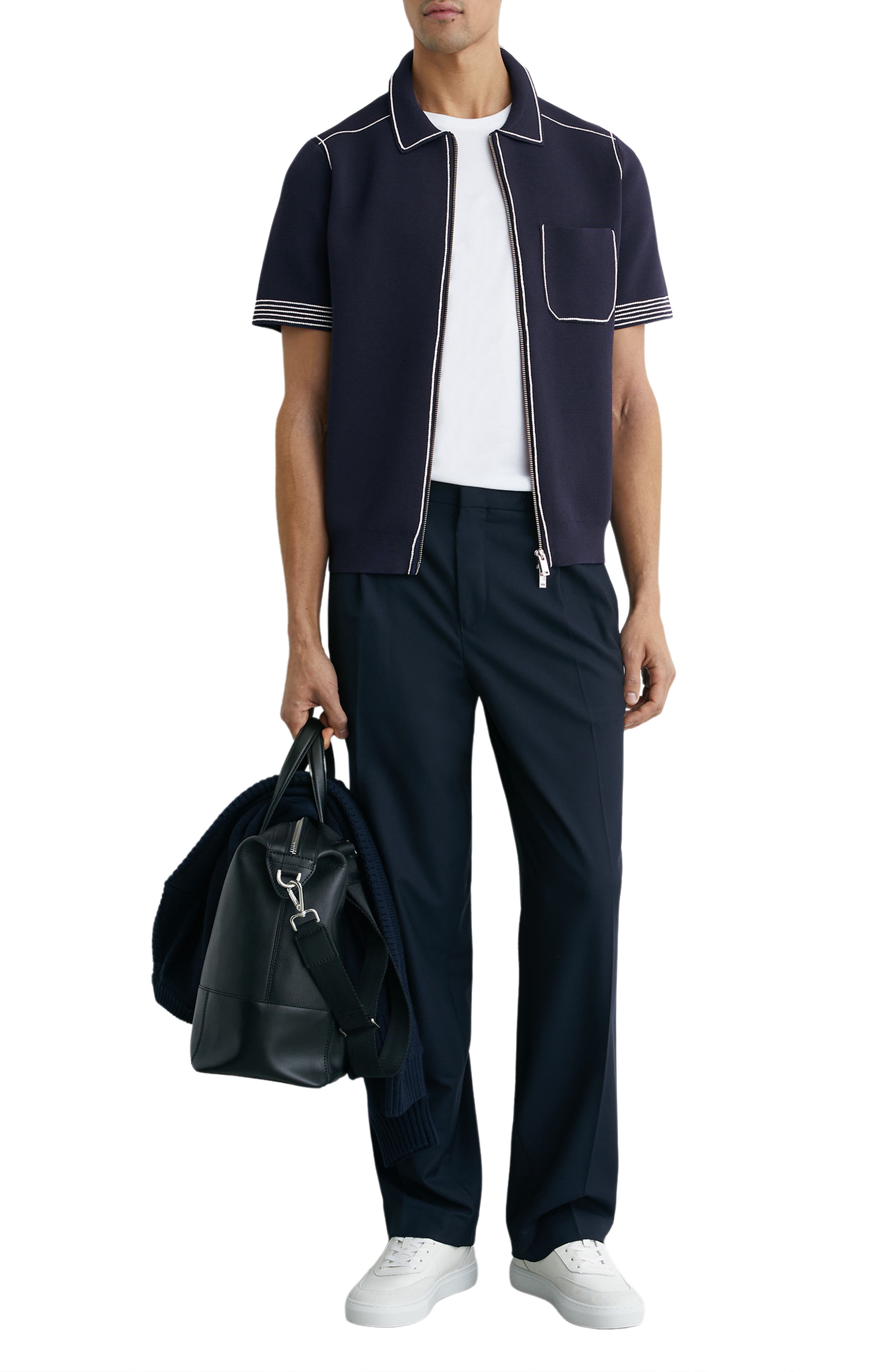 Reiss Blake Piped Zip Shirt | Nordstrom