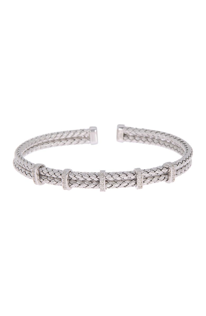 MESHMERISE 18K White Gold Vermeil Dual Twisted Cable Diamond Accent ...