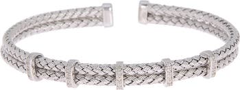 MESHMERISE 18K White Gold Vermeil Dual Twisted Cable Diamond Accent ...