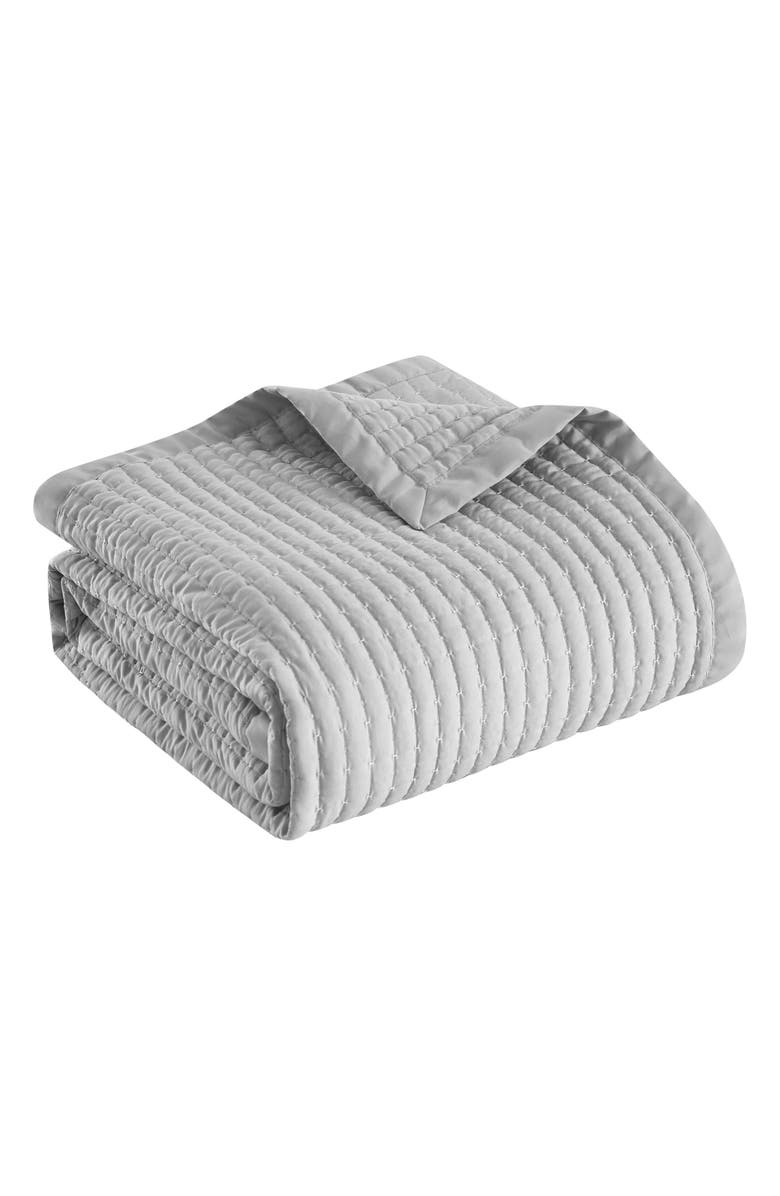 CHIC Xander Grey Solid Square Microfiber Quilt & Sheets Set - King Size ...