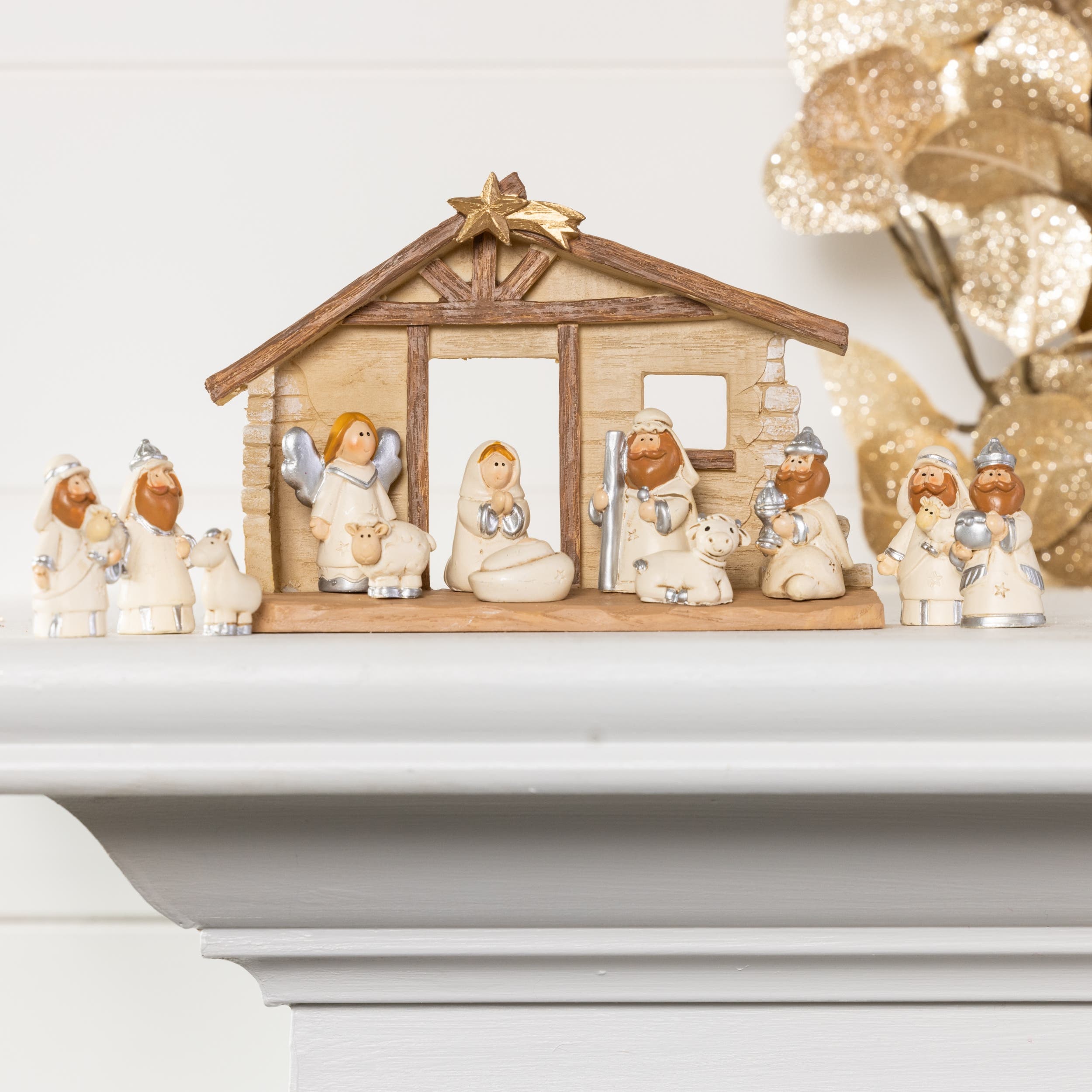 Transpac Christmas Kids Nativity Set 12 Piece Multicolor Resin ...